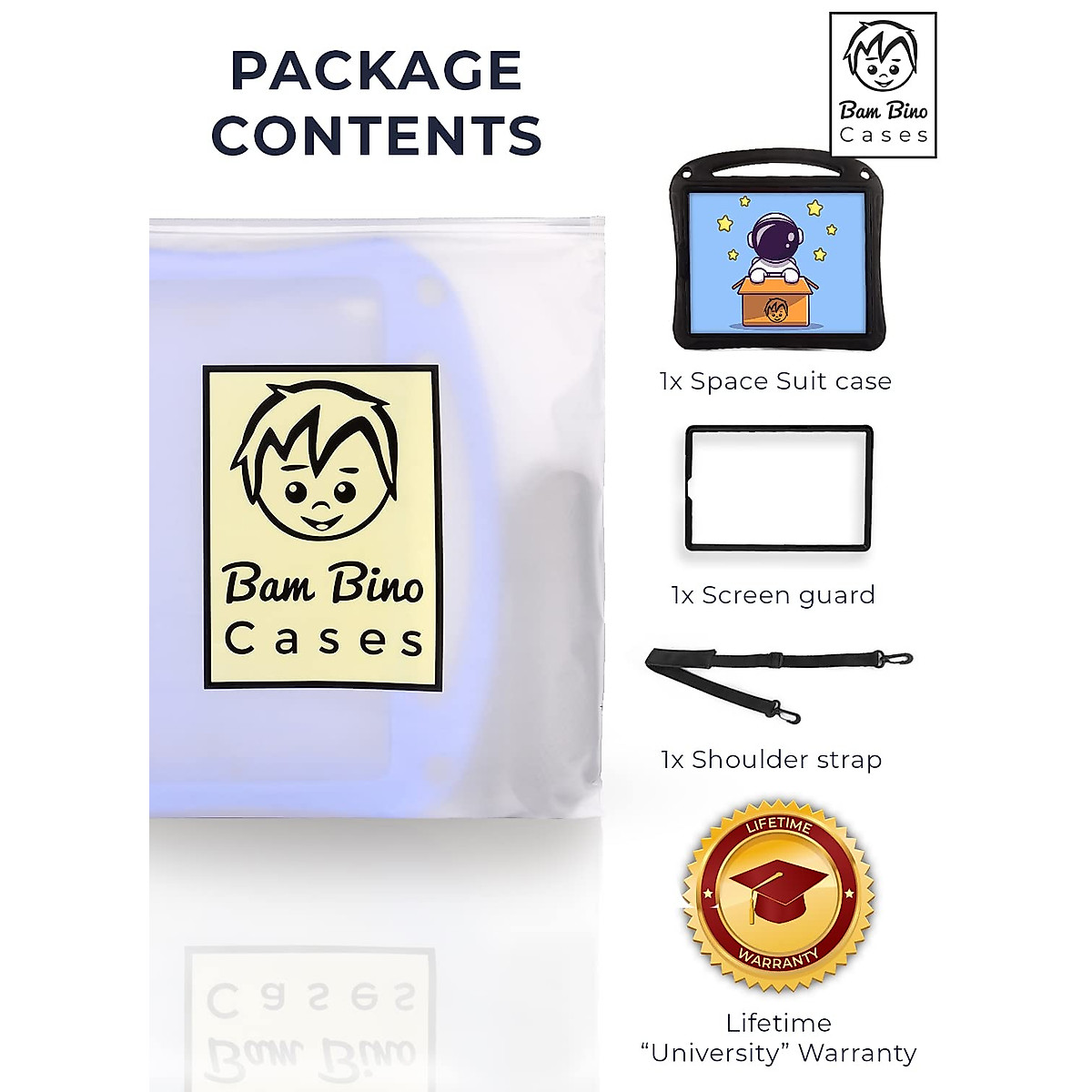 Bam Bino Space Suit - iPad 11 Pro Case, iPad Pro 11 Case for Kids, iPad Air 10.9 Case, iPad Air 5/ 4 Case, 2022 iPad Pro Case, iPad Air 4th Generation Case Kids, iPad Case Pencil Holder