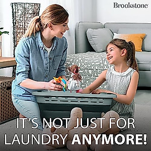 BROOKSTONE, 1 UNIT, 11 GALLONS - [OUR LARGEST BASKET EVER] 24" Collapsible Laundry Basket, Comfort Non-Slip Grip Handles, Minimalist Space Saving Design, Portable Pop-Up Hamper, [BPA FREE]