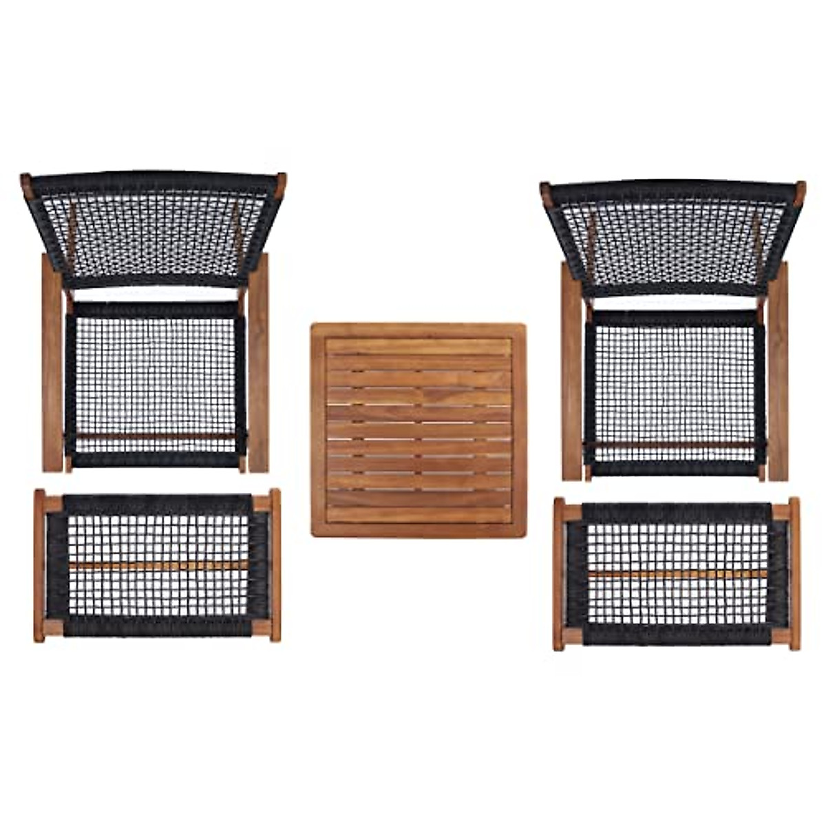 SAFAVIEH Outdoor Collection Chantelle Natural/Black Woven 5-Piece Patio Set