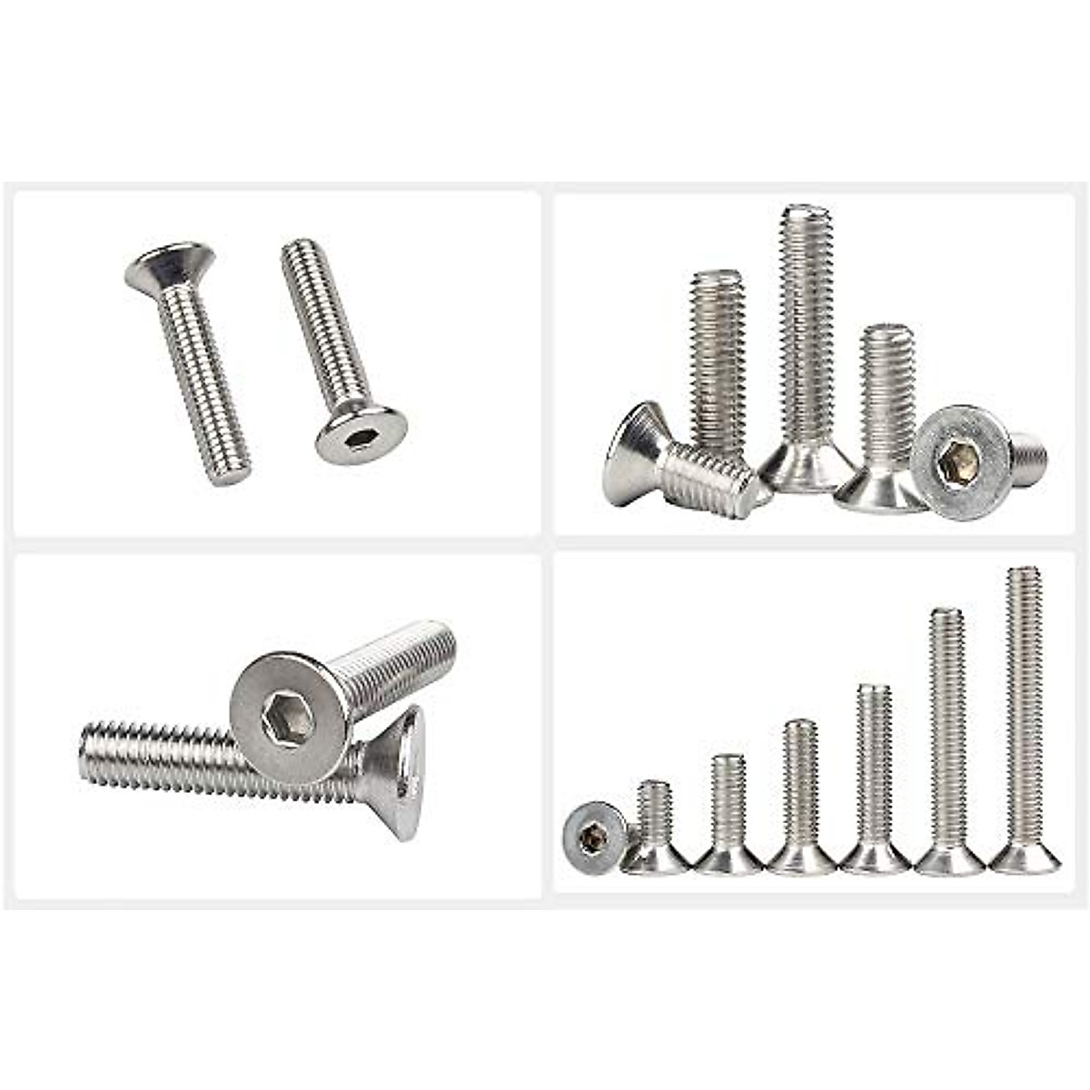Guard4U 300Pcs Metric M2 304 Stainless Steel Flat/Countersunk Head Hex Socket Cap Bolts Screws Nuts Assortment Kit- M2x 4mm/ 6mm/ 8mm/ 10mm/ 12mm/ 14mm/ 16mm/ 18mm/ 20mm
