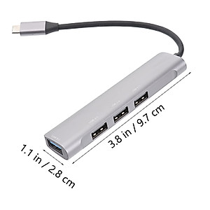 Uonlytech 4 1 hub hub 4 Port USB Hub Slim Portable Data Hub USB Docking Station USB-C to USB Portable USB HUB USB C to USB Computer Adapter Converter Black Mirrored Acrylic Multifunction