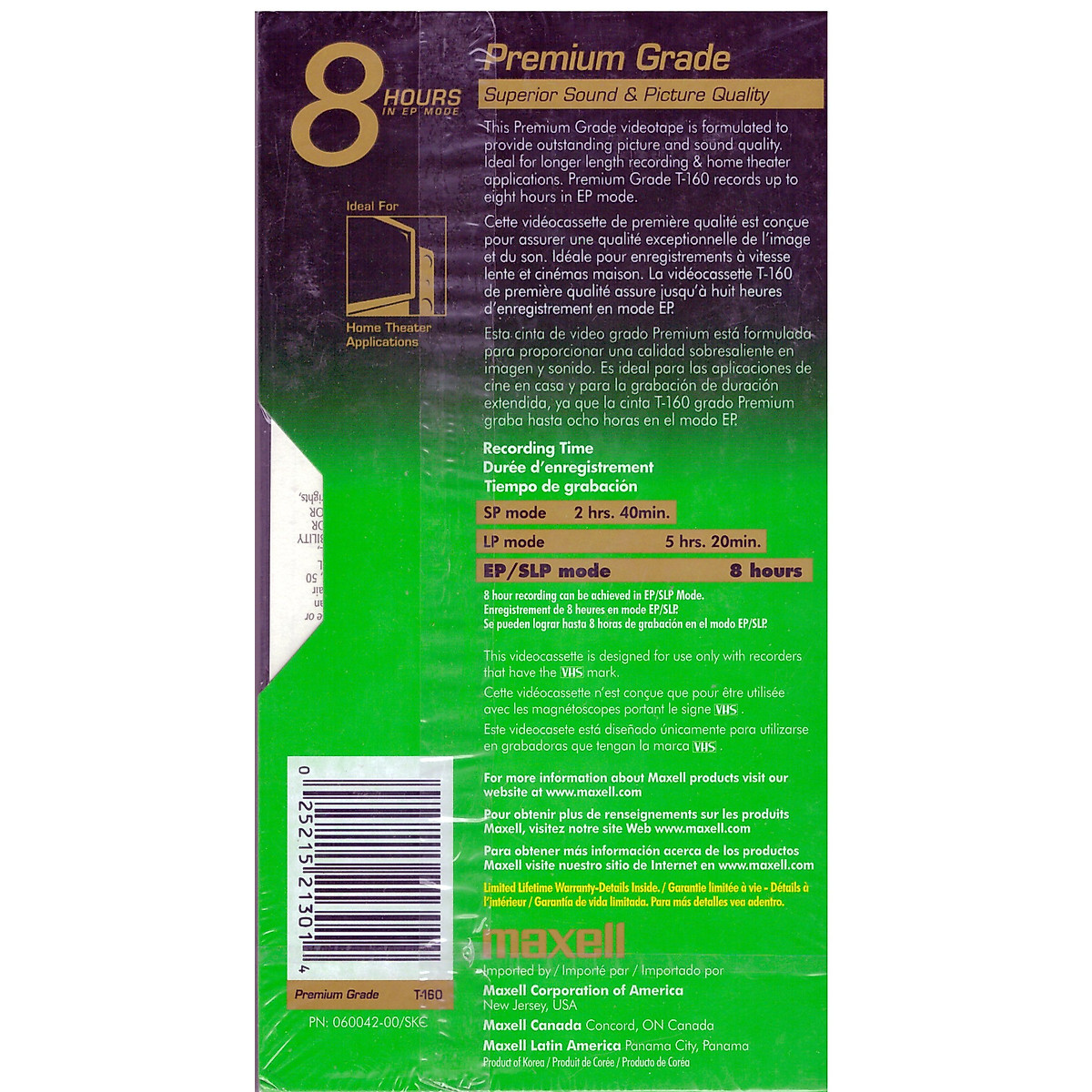 MAXELL T-160 PREMIUM GRADE VIDEOCASSETTE