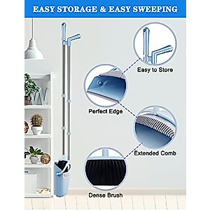 Broom and Dustpan Set for Home with Long Handle Upright 50'' Broom with Dustpan Combo Set Broom and Dustpan Set Heavy Duty Indoor Outdoor Broom for Kitchen Office Lobby Use