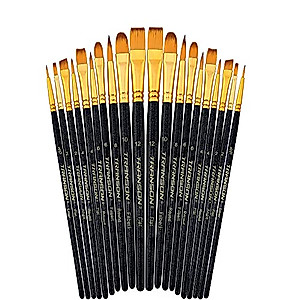 Transon 20pcs Art Painting Brush Set for Acrylic Watercolor Gouache Hobby Craft Face Painting