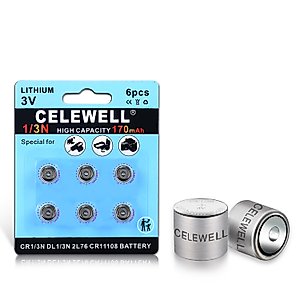 CELEWELL 6 Pack DL1/3N CR1/3N 3V Lithium Battery 170mAh【7-Year Warranty】