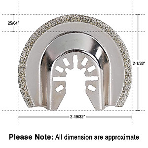 HIFROM Replacement Diamond Grout Removal Blade,2-1/2-Inch(64mm) Multi Tool Quick Realease Oscillating Saw Blade Compatible with Bosch, Craftsman, Chicago, Cougar more (Pack of 5)