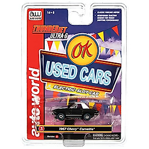 Auto World Thunderjet OK Used Cars 1967 Chevrolet Corvette (Black) HO Scale Slot Car