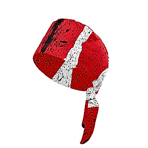 Women's Working Cap with Button and Sweatband, Head Covers Adjustable Tie Back Hat Headwraps Reusable Caps 3D Printed for Men Canada Grunge Flag Maple Leaf Red White Black