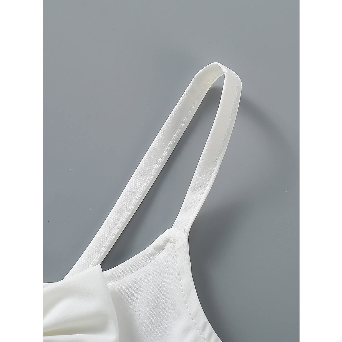 WDIRARA Toddler Girl's 2 Piece Outfit Bow Front Ruffle Hem Cami Top Top and Split Pants Set White 90