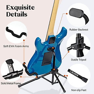 CAHAYA Guitar Stand Acoustic Floor Folding Guitar Holder Stand Tripod Metal Universal for Acoustic Classical Electric Guitars Bass Ukulele Violin Banjo Mandolin CY0242