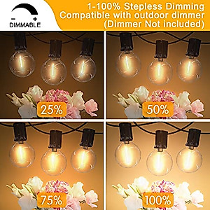 Outdoor String Lights,50FT+5FT Shatterproof LED Patio Lights with 30 Dimmable Plastic G40 Bulbs,2200K Waterproof Hanging Lights String,Connectable Outside Lights for Backyard,Cafe,Porch,Deck,E12 Base