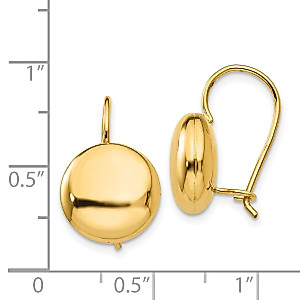 14K Yellow Gold 12mm Button Stud Earrings