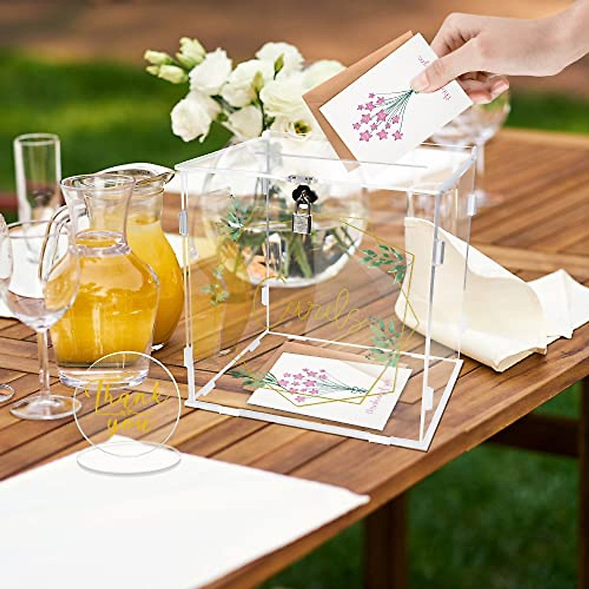 OurWarm Acrylic Wedding Card Box with Lock, Gift Card Box for Wedding Reception, Wedding Money Card Box for Party Graduation Birthday Baby Shower Decorations