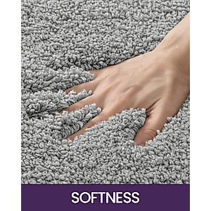 DEXI Bathroom Rug Mat, Extra Soft and Absorbent Bath Rugs, Washable Non-Slip Carpet Mat for Bathroom Floor, Tub, Shower Room, 24"x16", Grey
