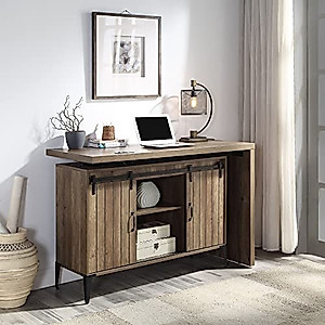 L Shaped Desk w/USB 360° Rotating Rustic Home Office Computer Desk Large Writing Gaming Table Workstation with Storage File Cabinet, Oak Finish, 55" L x 52" W x 36" H