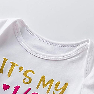 It’s My 1/2 / 1st / 2nd Birthday Outfit Baby Girls Romper Tutu Dress with Ruffle Tulle Skirt + Shiny Crown Headband Cake Smash Dress Clothes 2PCS Set for Photo Shoot Hot Pink 1/2 Birthday 6-12 Months