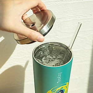 bzyoo SUP Double Wall Vacuum Insulated Tumbler with Straw and Lid Stainless Steel Water Bottle Travel Mug Cup, Mother's Day Gifts Perfect for Ice Coffee or Tea (710ml) Color: Green Cyclone