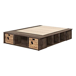 South Shore Bed with Baskets, Queen, Fall Oak