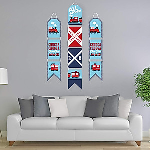 Big Dot of Happiness Railroad Party Crossing - Hanging Vertical Paper Door Banners - Steam Train Birthday Party or Baby Shower Wall Decoration Kit - Indoor Door Decor