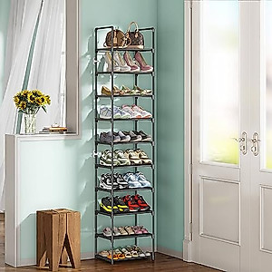 ciecie Shoe Rack for Closet and Entryway, 10 Tiers Shoe Shelf Organizer and Storage for 20-24 Pairs of Shoes and Boots, Space Saving Shoe Shelf with Anti-Tip Anchors Kit