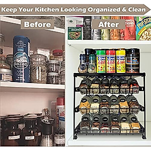 Artibear Upgraded Pull Out Spice Rack Organizer for Cabinet Storage Upto 54 Jars, 3-Tier Seasoning Shelf Holder for Kitchen Pantry Countertop, Matte Black (Bottles Not Included)