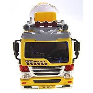 PowerTRC Push & Go Friction Powered Cement Truck Toy with Light and Sound | Realistic Play Mixer Construction Tanker Truck Toy Gift for Boys and Girls