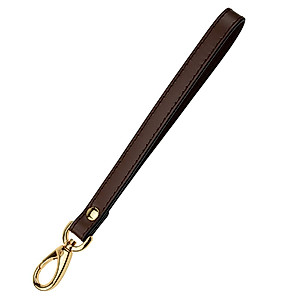Allzedream Wristlet Strap Genuine Leather Replacement Clutch Purse Key Wrist Lanyard (Dark Brown)