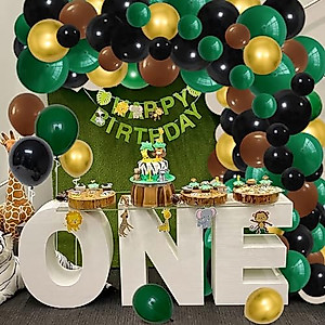 Dark Green Black Gold Balloon Garland Arch - Dark Green Gold Balloons Black Brown Balloons for Birthday Anniversary Engagement Graduation Party Decorations
