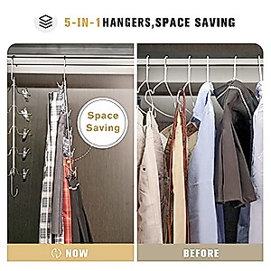 CINKSY Pants Skirt Hangers Space Saving 5 Layers with Non-Slip Foam Padded Swing Arm 9 Pack