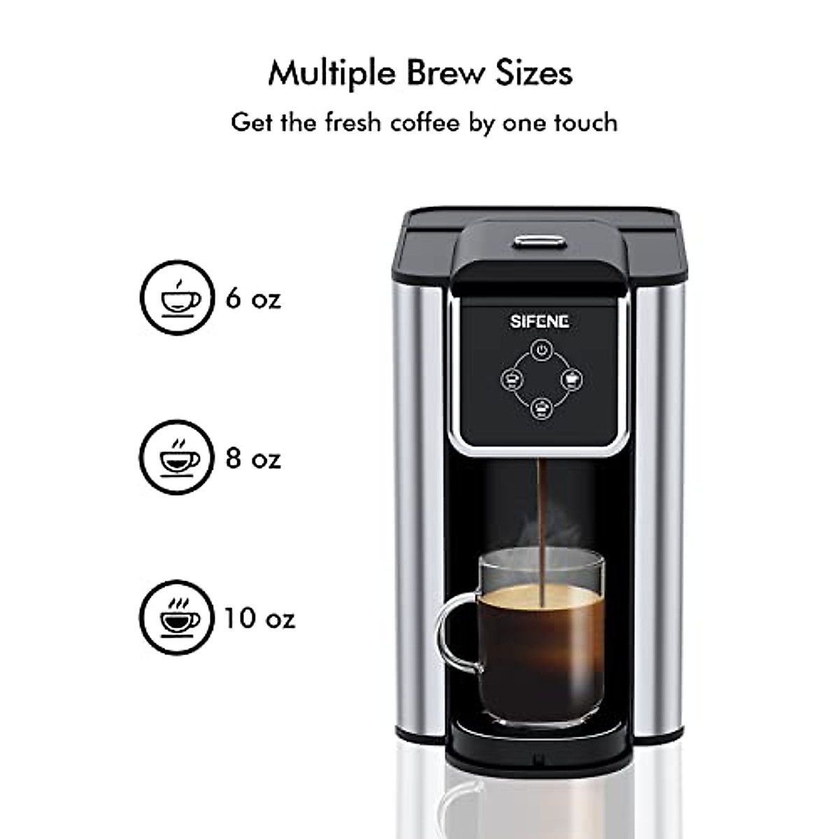 SIFENE Single Serve Coffee Machine, 3 in 1 Pod Coffee Maker For Single Serve Capsule pod, Ground Coffee Brewer, Leaf Tea Maker, 6 to 10 Ounce Cup, Removable 50 Oz Water Reservoir