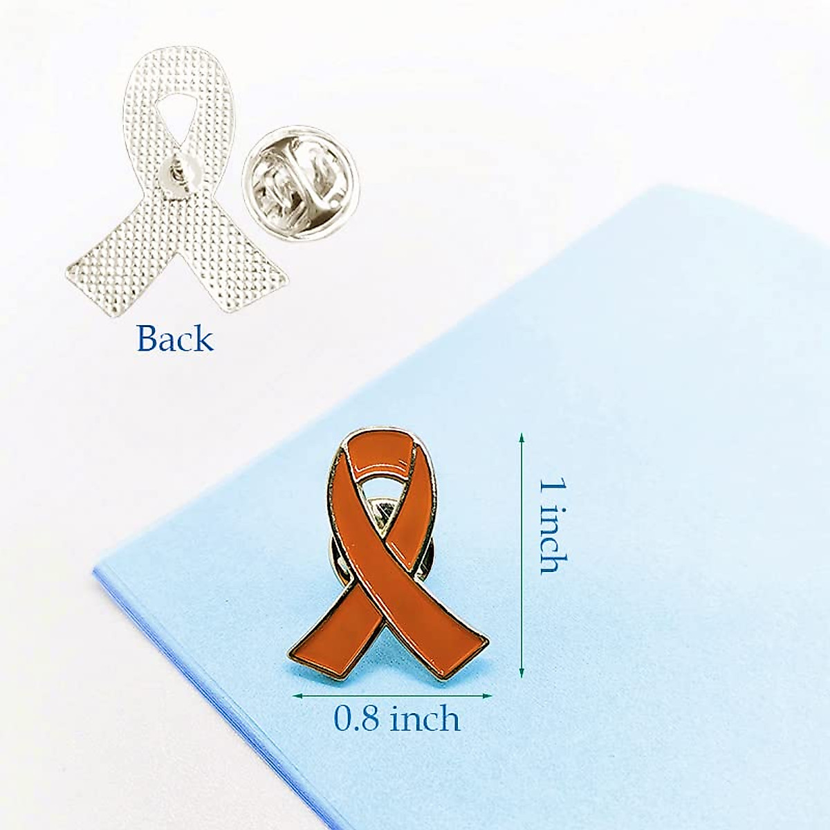 Orange Ribbon Awareness Pin 20 Pcs Leukemia Kidney Cancer Multiple Sclerosis & Gun Violence Awareness Products Hope Enamel Lapel Brooch