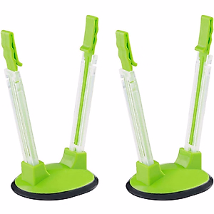 Staont Adjustable Baggy Rack, No-hands Food Storage Holders For Food Prep Bag, plastic Freezer Bag, Clip-Ideal Kitchen Gadget (Green, 2pcs)