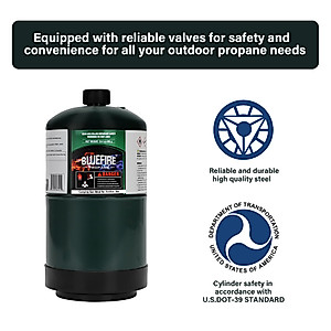 BLUEFIRE 16.4 oz Propane Replacement Fuel Camping Gas Cylinder Pack of 4 All Purpose Portable Canister Propane Gas Tank for Camping Stove Outdoor Backpack Mini Burner Heater Cooking Torch Lamp