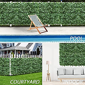 ECOOPTS Expandable Artificial Ivy Fence Wall Décor Faux Ivy Privacy Fence Screen Plant Leaves Covering Decoration for Home Backyard Garden, 58"x393", 1 Piece