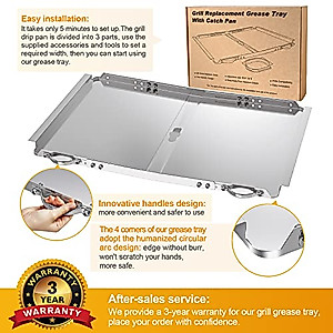 Replacement Grease Tray with Catch Pan for Dyna Glo Grill Replacement Parts, Universal Drip Pan for 4 5 Burner Gas Grill Nexgrill Replacement Parts, Grill Tray for Kenmore BHG Expert Grill (24-30")