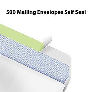 #10 Envelopes Letter Size Self Seal, Business White Security Tinted Peel and Seal, 500 Pack Windowless, Legal Size Regular Plain Envelopes 4-1/8 x 9-1/2 Inches - 24 LB Envelops