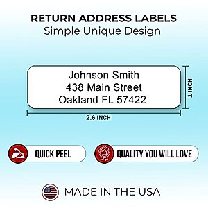 Return Address Labels Personalized Stickers – 150 Personalized Address Labels Self Adhesive, Simple Flat Sheet Return Address Stickers for Envelopes, Quality Custom Address Labels, White Return Label