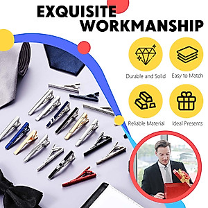 Yinkin 20 Pcs Tie Clips for Men Classic Tie Bar Clip Set for Regular Tie Necktie Clip Necktie Wedding Business Clip Clip on Neck Tie Men's Tie Pinch Clip for Anniversary Office and Daily Life