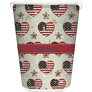 RNK Shops Personalized Americana Waste Basket - Double Sided (White)