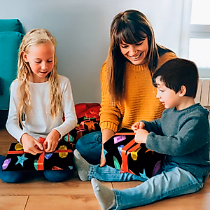 CENTRAL 23 Black Wrapping Paper - 6 Gift Wrap Sheets - Birthday Wrapping Paper Female Her Women - Comes With Stickers - Recyclable