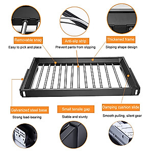 Pull Out Pants Rack for Closet, Retractable Wardrobe Trousers Rack Jeans Hanger for Cabinet Inner Width 23.6"~33.5", Space Saving Aluminum Alloy Closet Organizer
