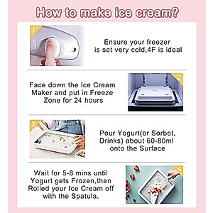 EVATONTT Instant Ice Cream Maker,Cold Plate Rolled Ice Cream Maker with 2 Spatulas,DIY Healthy Ice Cream Frozen Yogurt Gelato Fruit Sorbet for Family Use