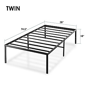 Best Price -Mattress 18 Inch Metal Platform Bed, Heavy Duty Steel Slats, No Box Spring Needed, Easy Assembly, Black, Twin