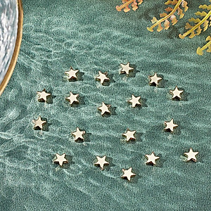 PH PandaHall 60pcs 14K Gold Star Beads 6mm Twinkle Star Beads Long-Lasting Spacer Beads Metal Brass Star Charm Beads Jewelry Beads for Necklace Bracelet Earring Christmas 4th of July
