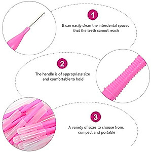 40pcs Interdental Picks Dental Brush Picks Dental Floss Interdental Cleaners 0.7mm Pink Floss Picks,Floss for Braces