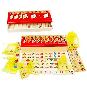 TOWO Wooden Sorting Toys for Baby -Sorting Box for Category Objects Picture Matching Game Puzzle 1 Year Old Baby- Montessori Materials Educational Early Learning Toy- First Birthday Gift Boy Girl