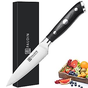 PAUDIN Paring Knife, 3.5 inch Sharp chef's Knife, High Carbon German Steel Fruit Peeling Knife with Ergonomic Triple Rivet G10 Handle, Classic Forged Kitchen Knife