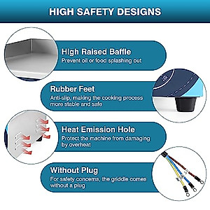 IRONWALLS Commercial Griddle Electric 29 Inch, 110V 4400W Electric Countertop Griddle Flat Top Grill, Non-stick Stainless Steel Teppanyaki Grill with Dual Temperature Control for Restaurant Kitchen