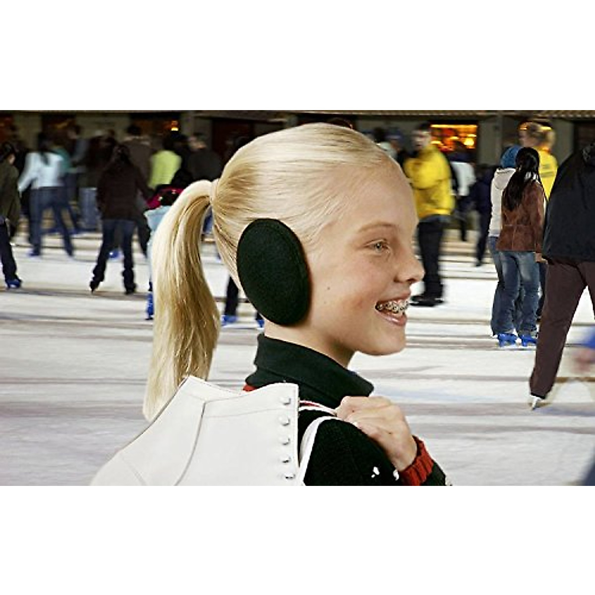 EAR MITTS 2 Pack Bundle Fleece Bandless Winter Ear Muffs, Black & Gray, Regular