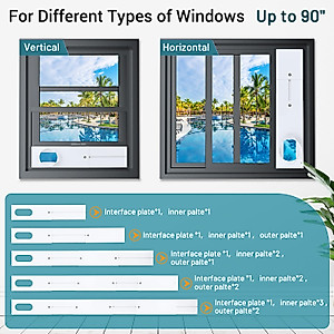 Brosyda Portable Air Conditioner Window Vent Kit with 5.1" AC Exhaust Hose & Coupler, Adjustable Portable AC Window Vent Kit, Upgraded Seamless Window Panel Kit for Sliding Windows